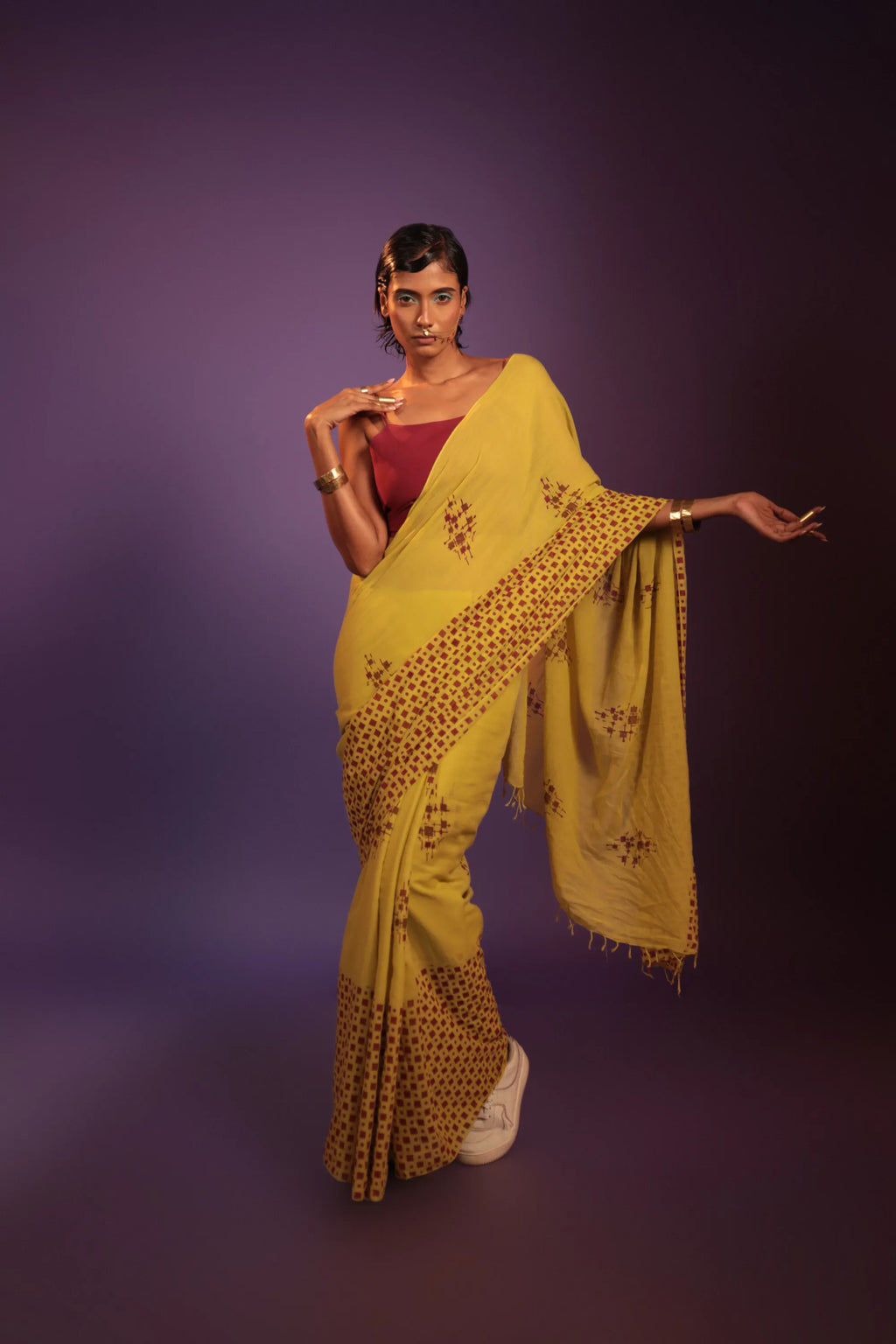 Circuit Board and Cipher Handloom Organic Cotton Saree – QuirkyBae