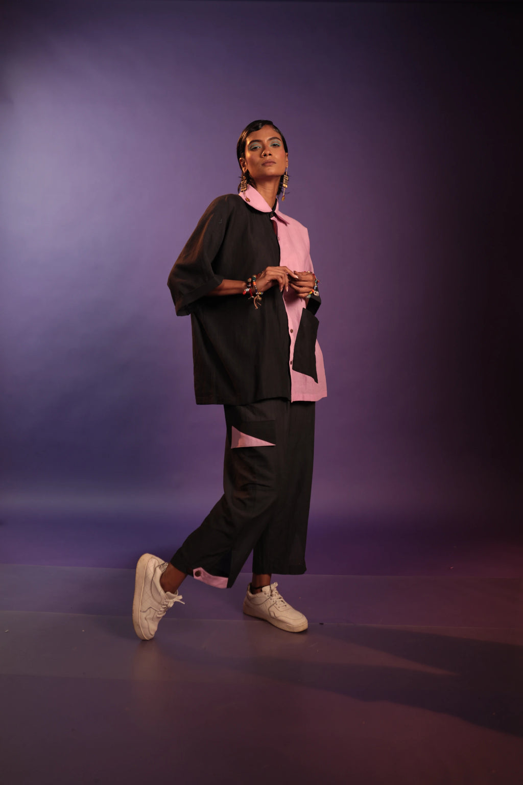 Dark Royalty Colour Block Handloom Organic Cotton Trouser – QuirkyBae