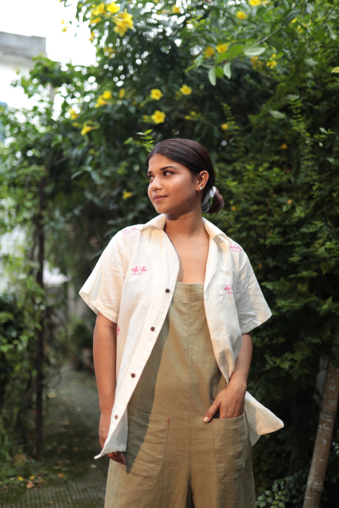 Leaf Motif Handloom Organic Cotton Shirt – QuirkyBae